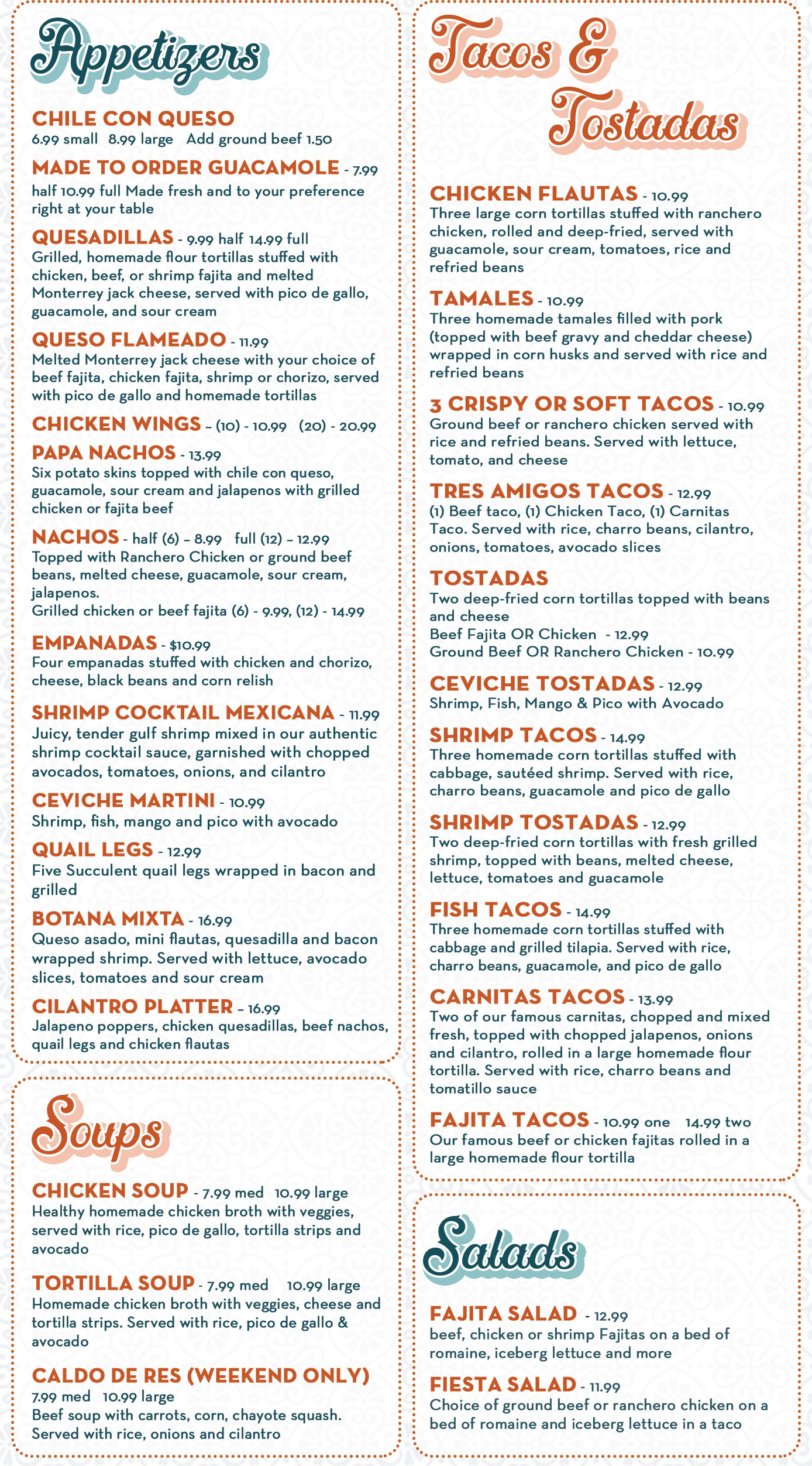 QR Code Menu Woodlands - Cilantro's Mexican Grill